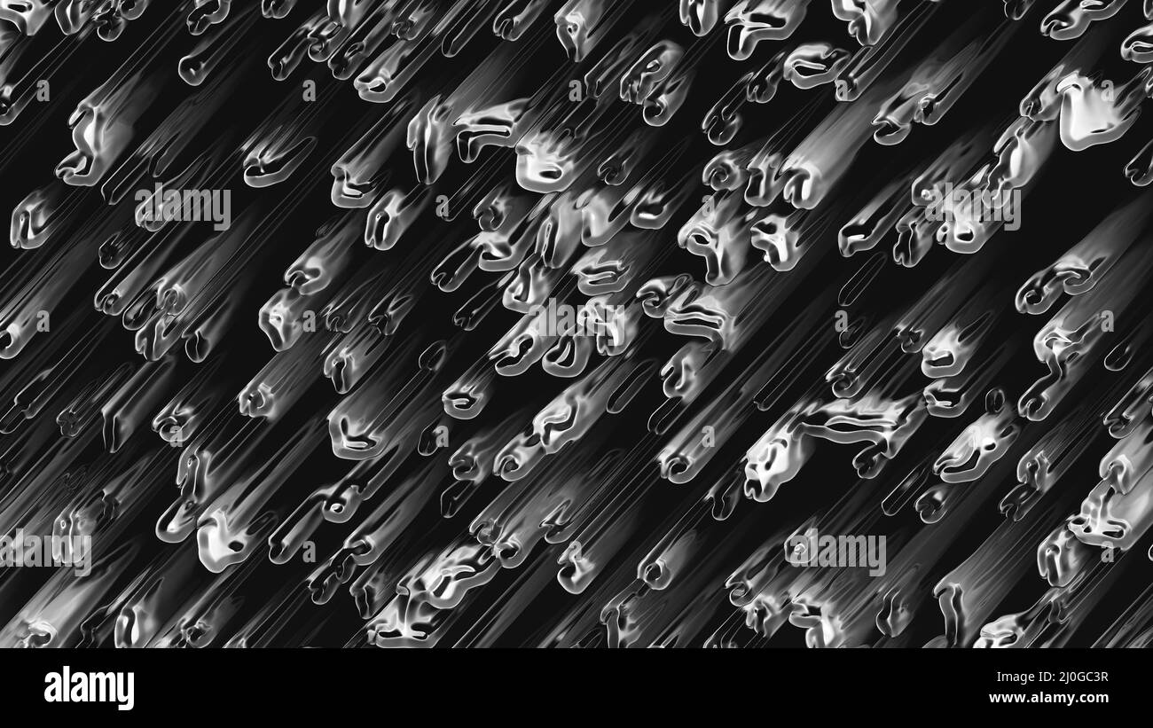 Many abstract comets fall at high speed, 3d rendering. Virtual asteroid ...