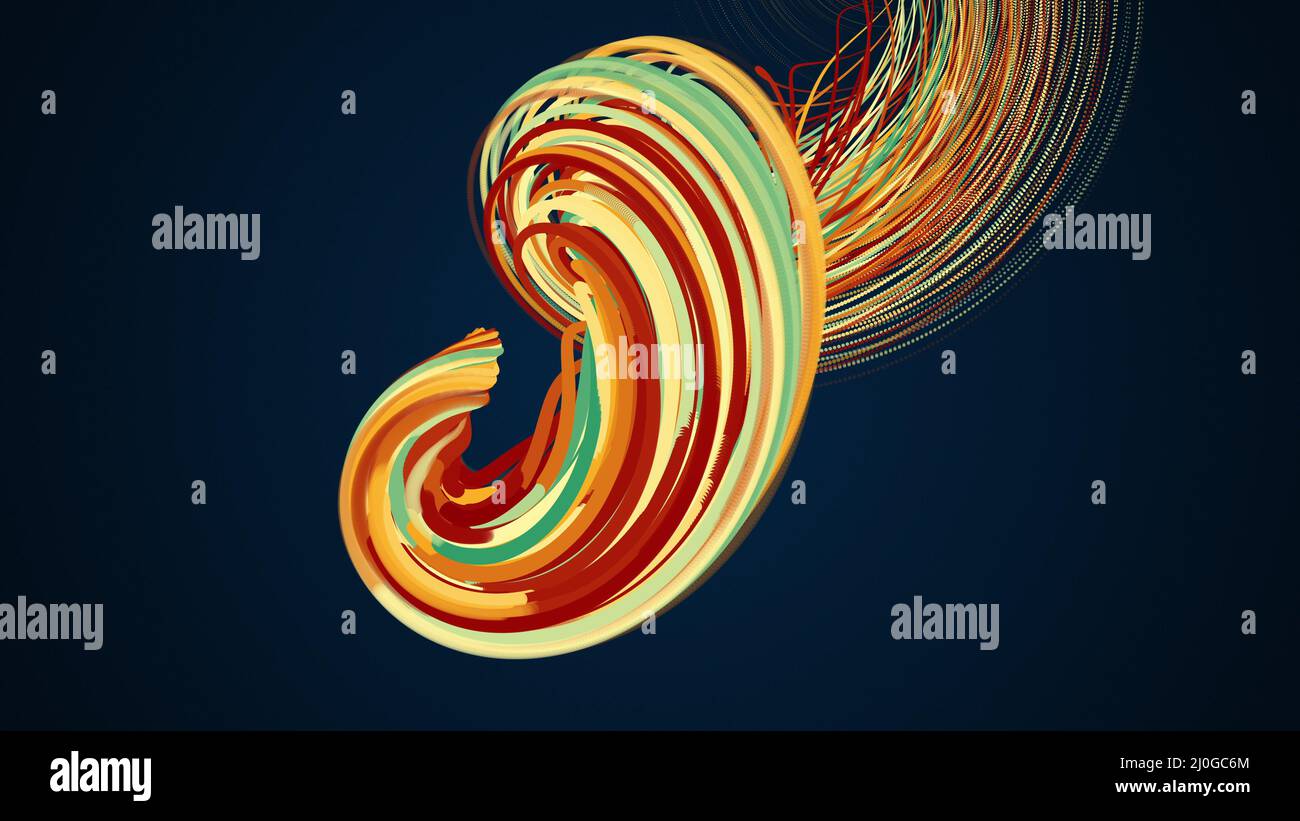 Spiral abstract element from particles, computer generated. 3d ...