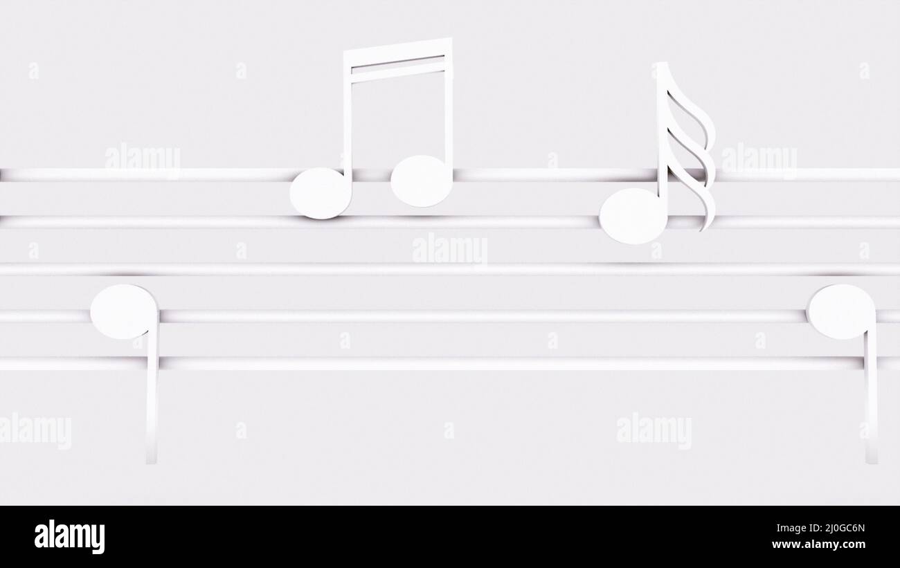 Musical notes on music line, computer generated. 3d render classic ...