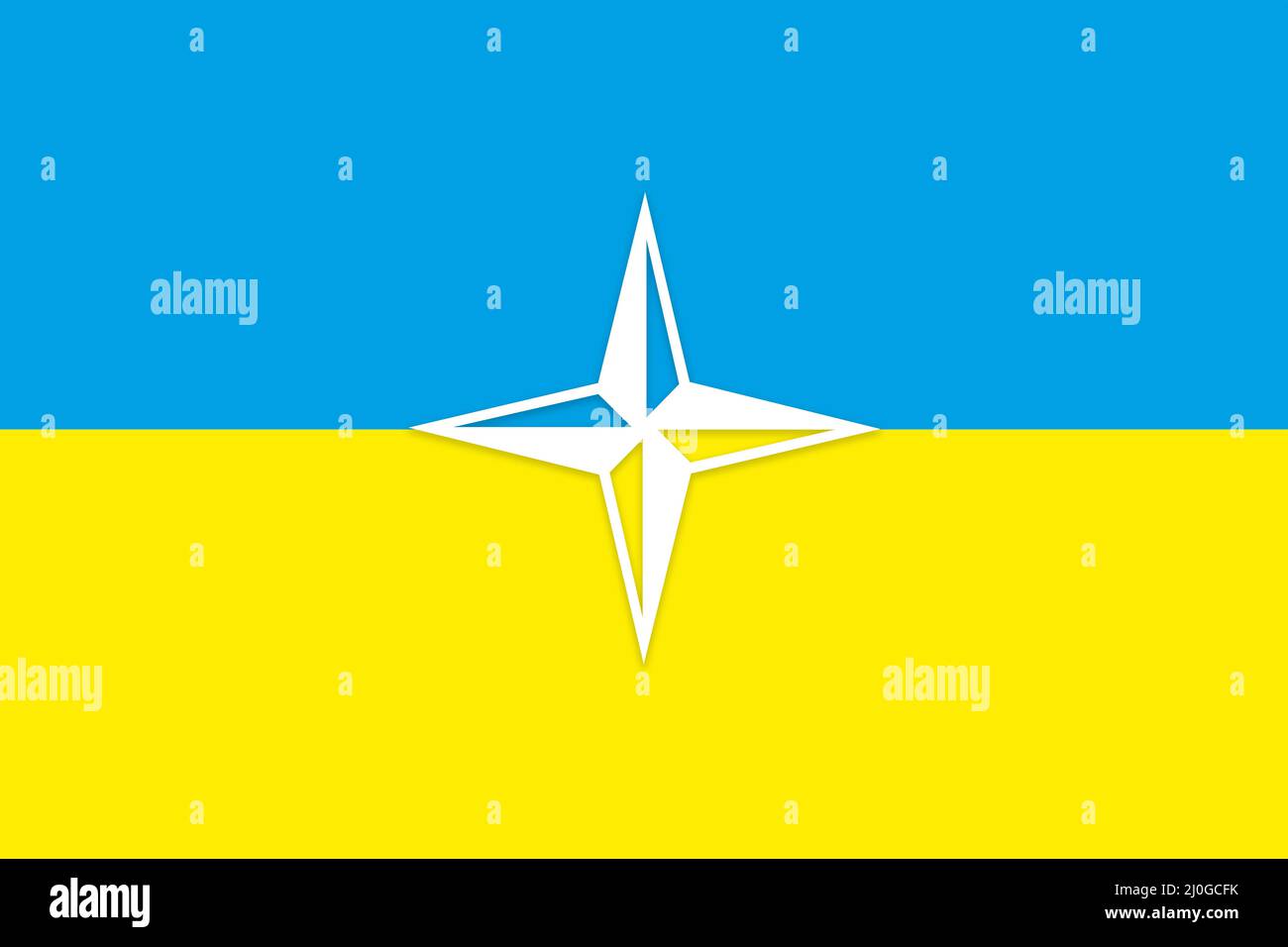 Illustration of the flag of Ukraine with the NATO sign Stock Photo - Alamy