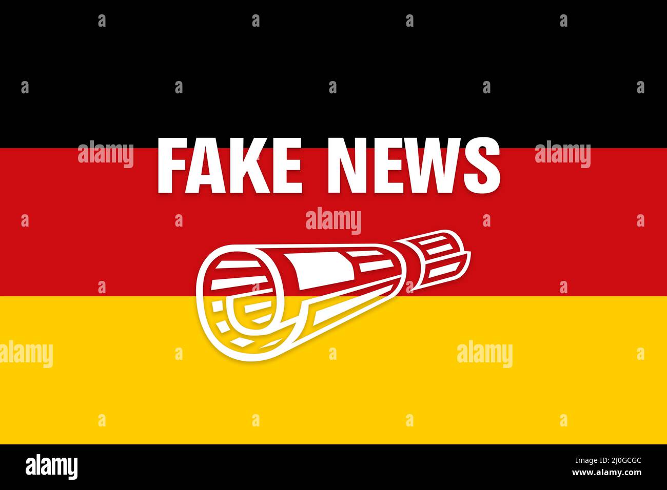 Illustration of the flag of Germany with fake news text on it Stock ...