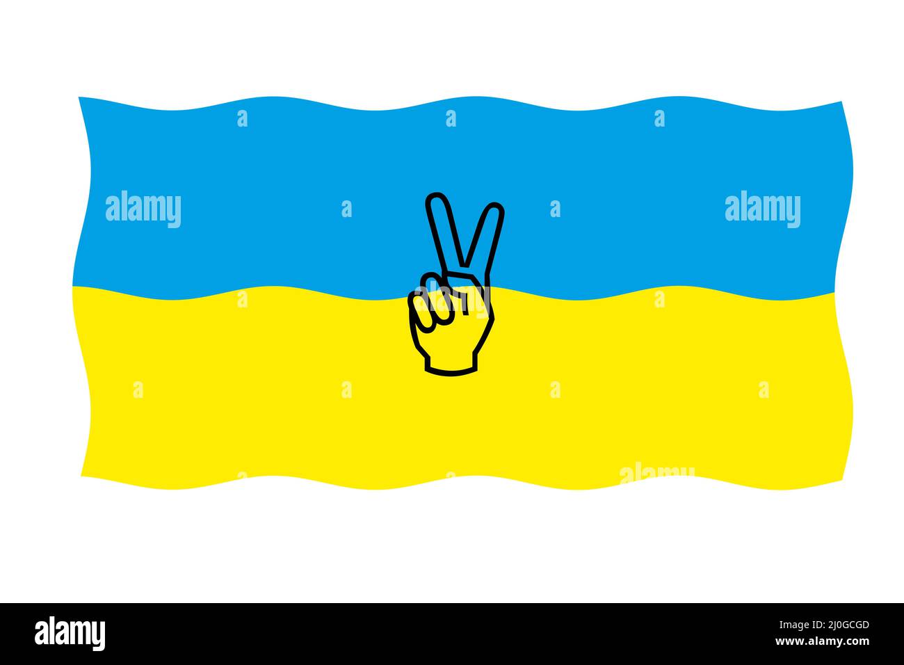 Illustration of the Flag of the Ukraine with a victory hand sign Stock ...