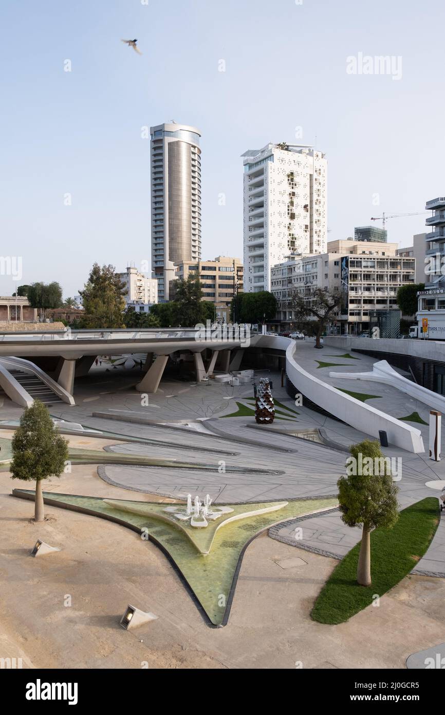 The modern and futuristic architecture of Eleftheria square in Nicosia ...