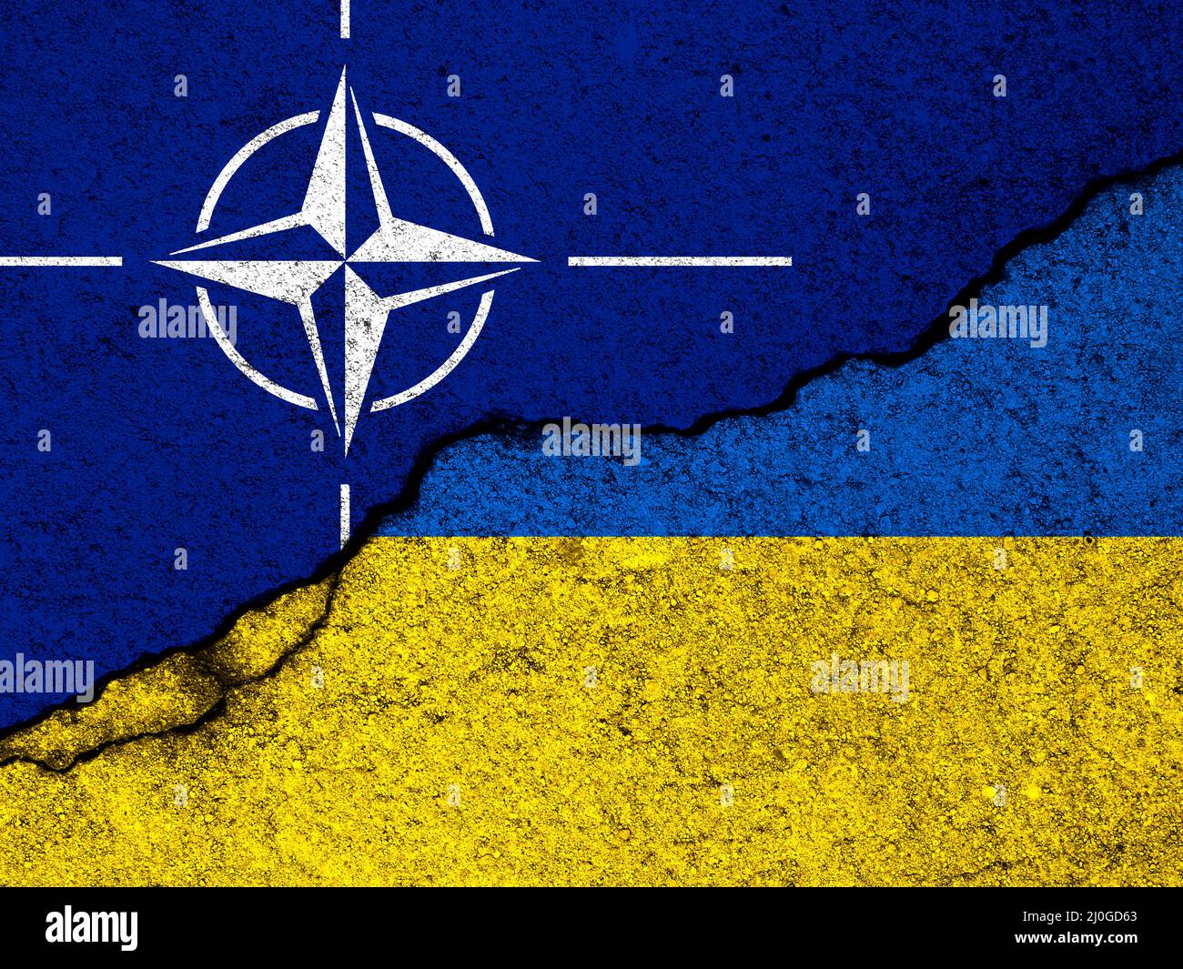 NATO support and help for Ukraine. Country flags background. Russian ...