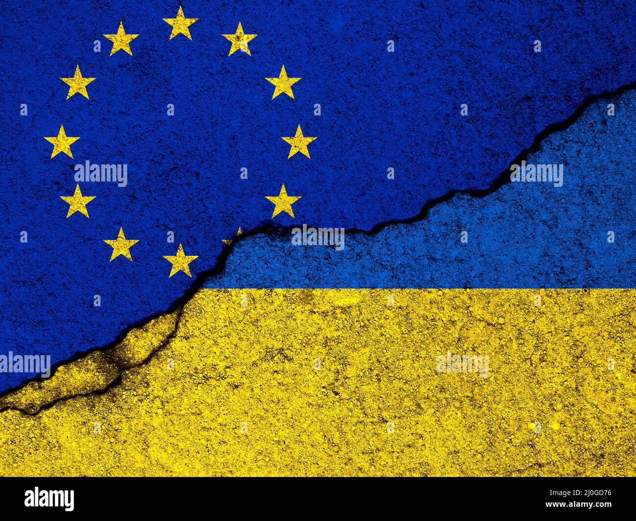 Europe and Ukraine flags. Support and help for Ukraine. Russian ...