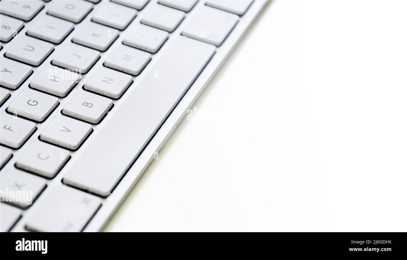 Modern computer keyboard with white keys Stock Photo - Alamy
