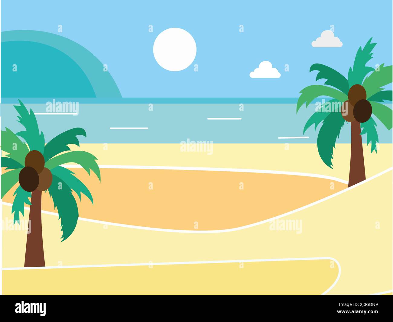 Illustration of a sunny beach Stock Photo - Alamy