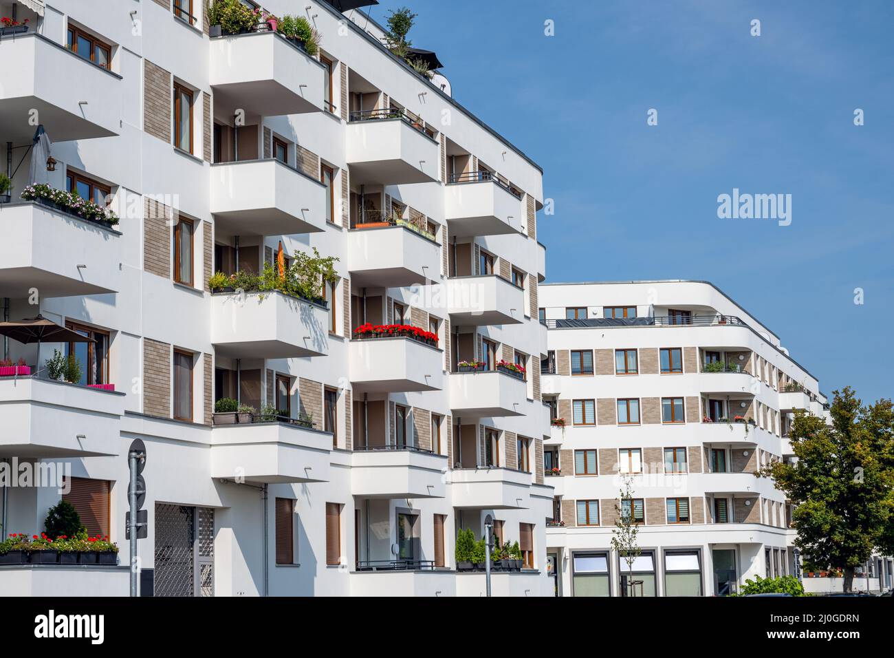 Modern multi-family apartment buildings seen in Berlin, Germany Stock ...
