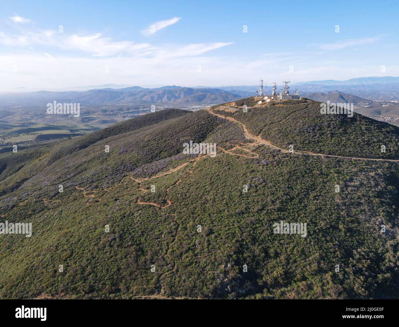 Telecommunication antennas on the top of a mountain Stock Photo - Alamy