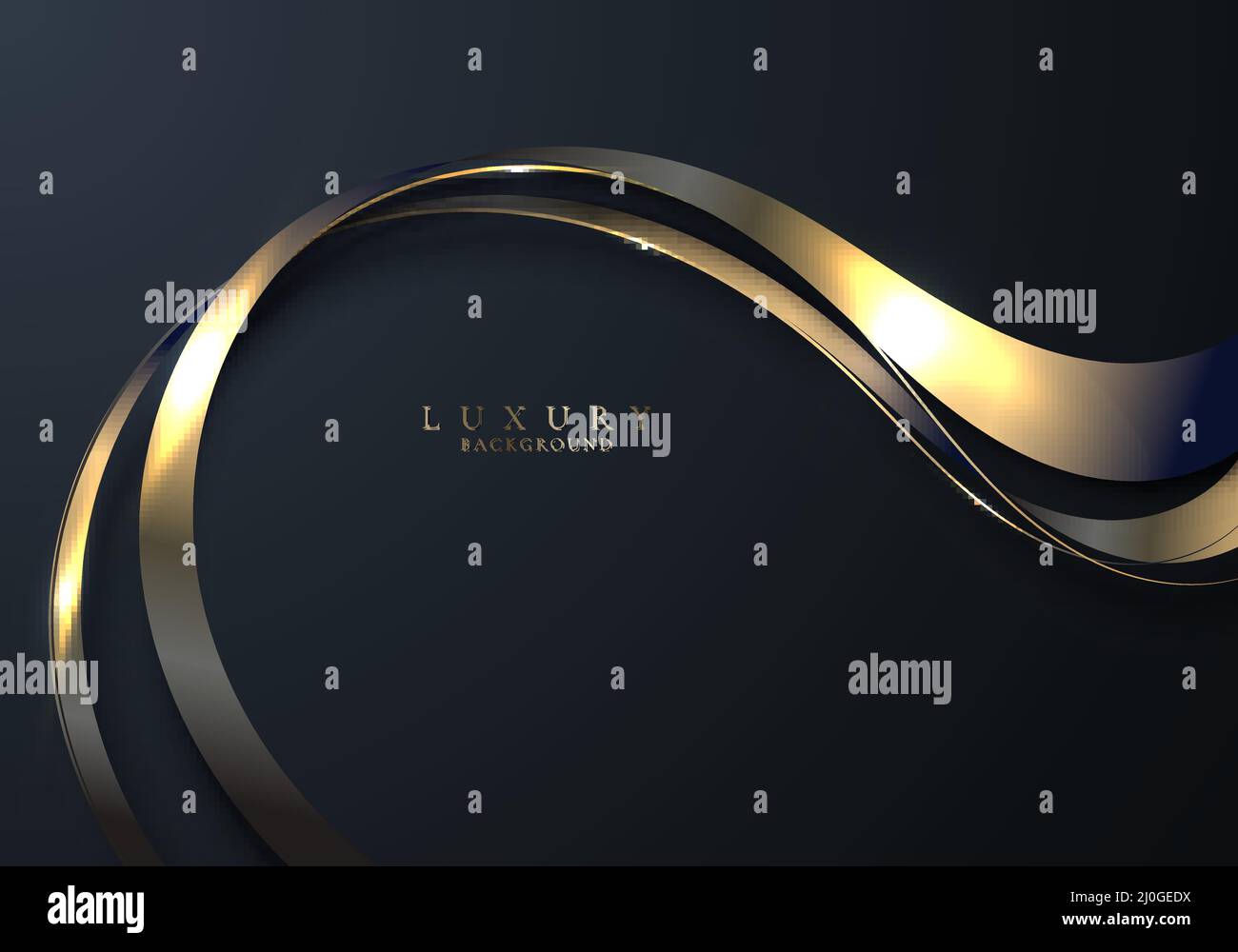 Abstract 3d Elegant Golden Wave Curved Lines And Lighting Effect On