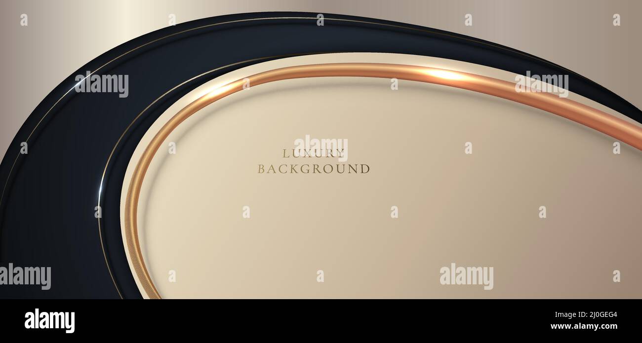 Abstract banner template 3D elegant golden curve shape with shiny gold ...