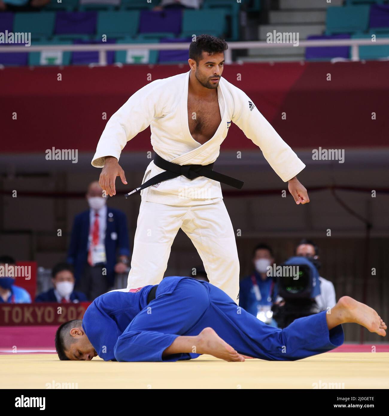 JULY 27th, 2021 - TOKYO, JAPAN: Sagi MUKI of Israel (white) and Eduardo ...