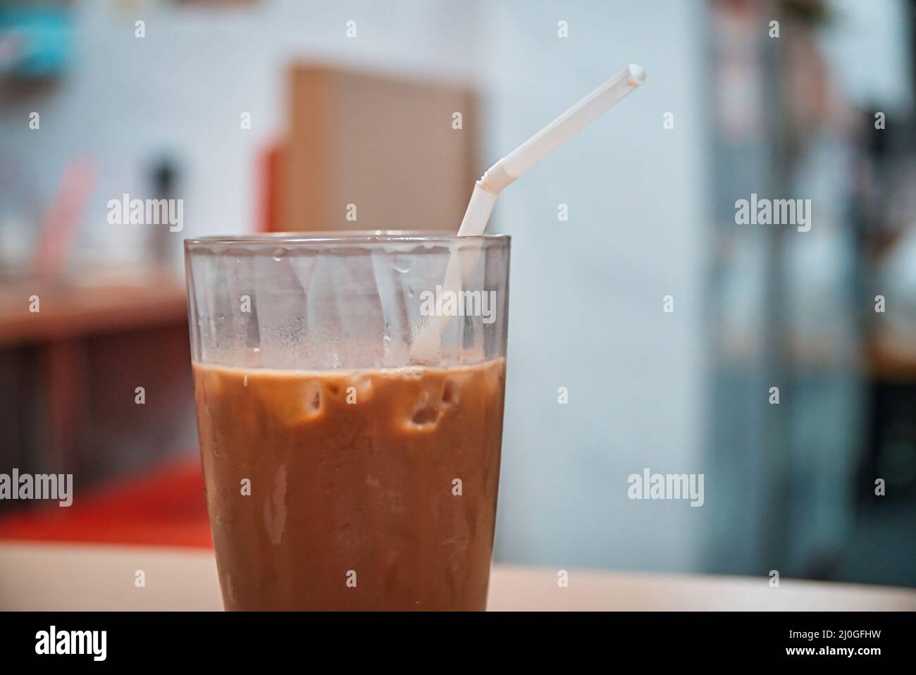 Closeup of a Hong Kong style milk tea in a Cantonese restaurant in ...