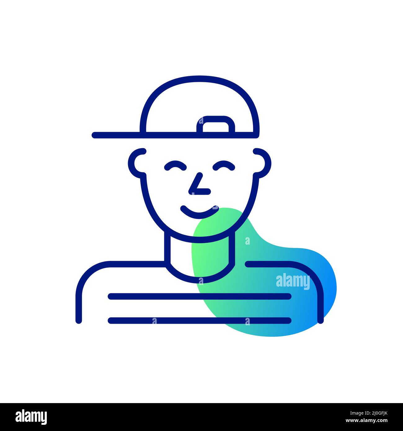 Young teenage boy wearing a baseball cap. Pixel perfect, editable ...