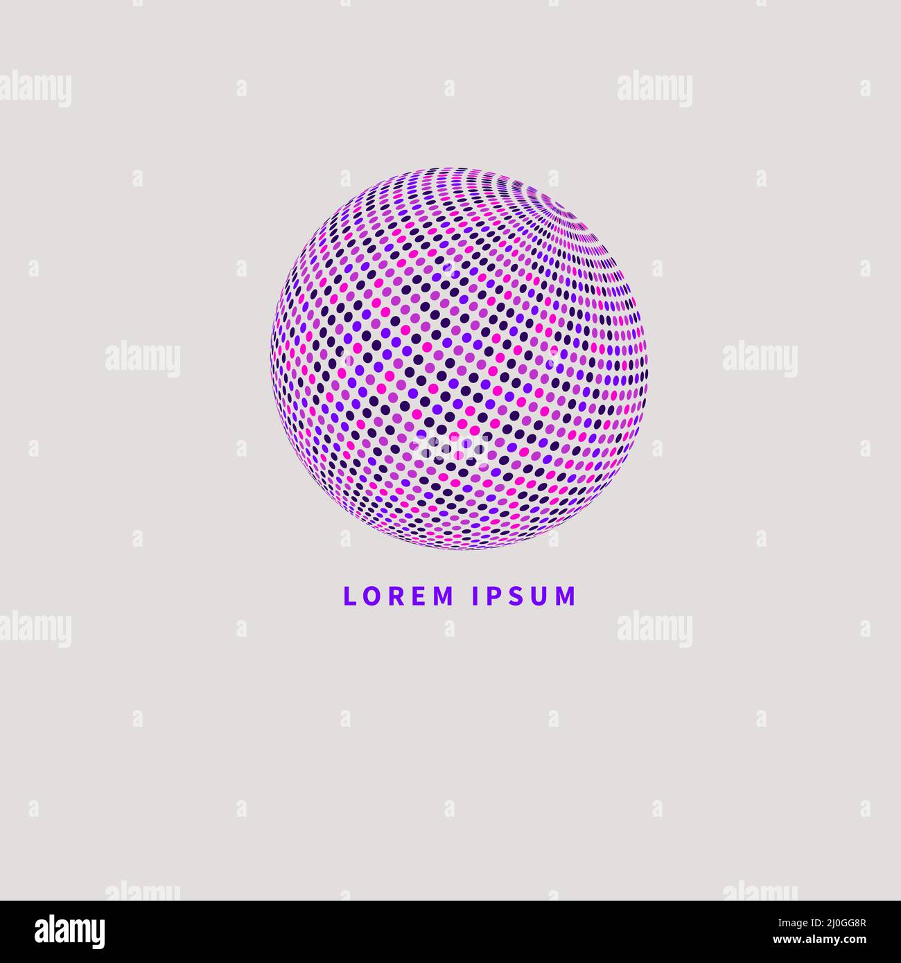 3d sphere with dots. Globe, networking symbol. Abstract geometric logo ...