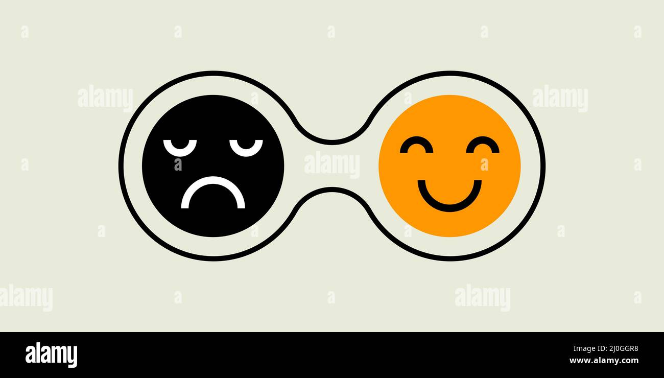 Unhappy and happy faces. Sad and happy characters. Customer emotions ...