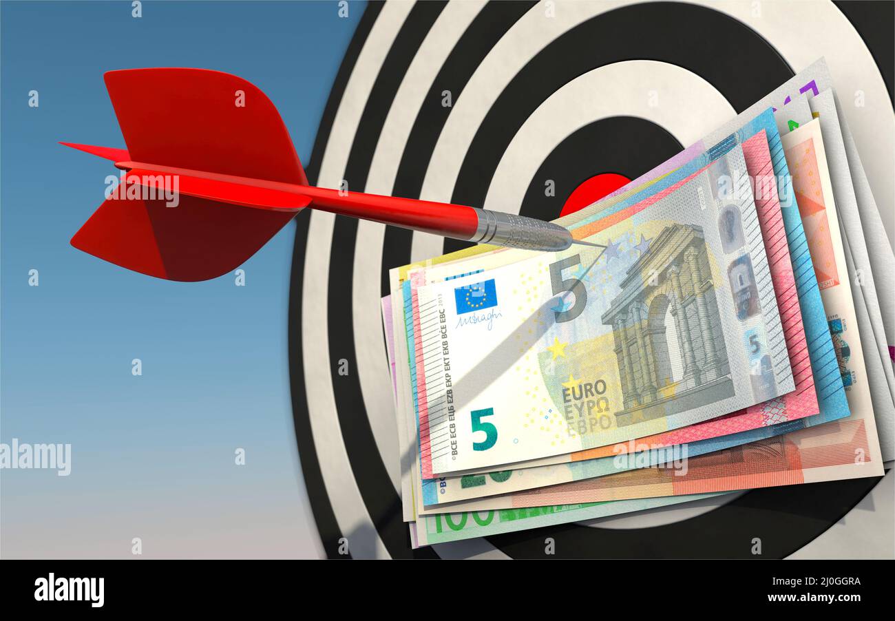 Direct hit - money, euro bills Stock Photo - Alamy