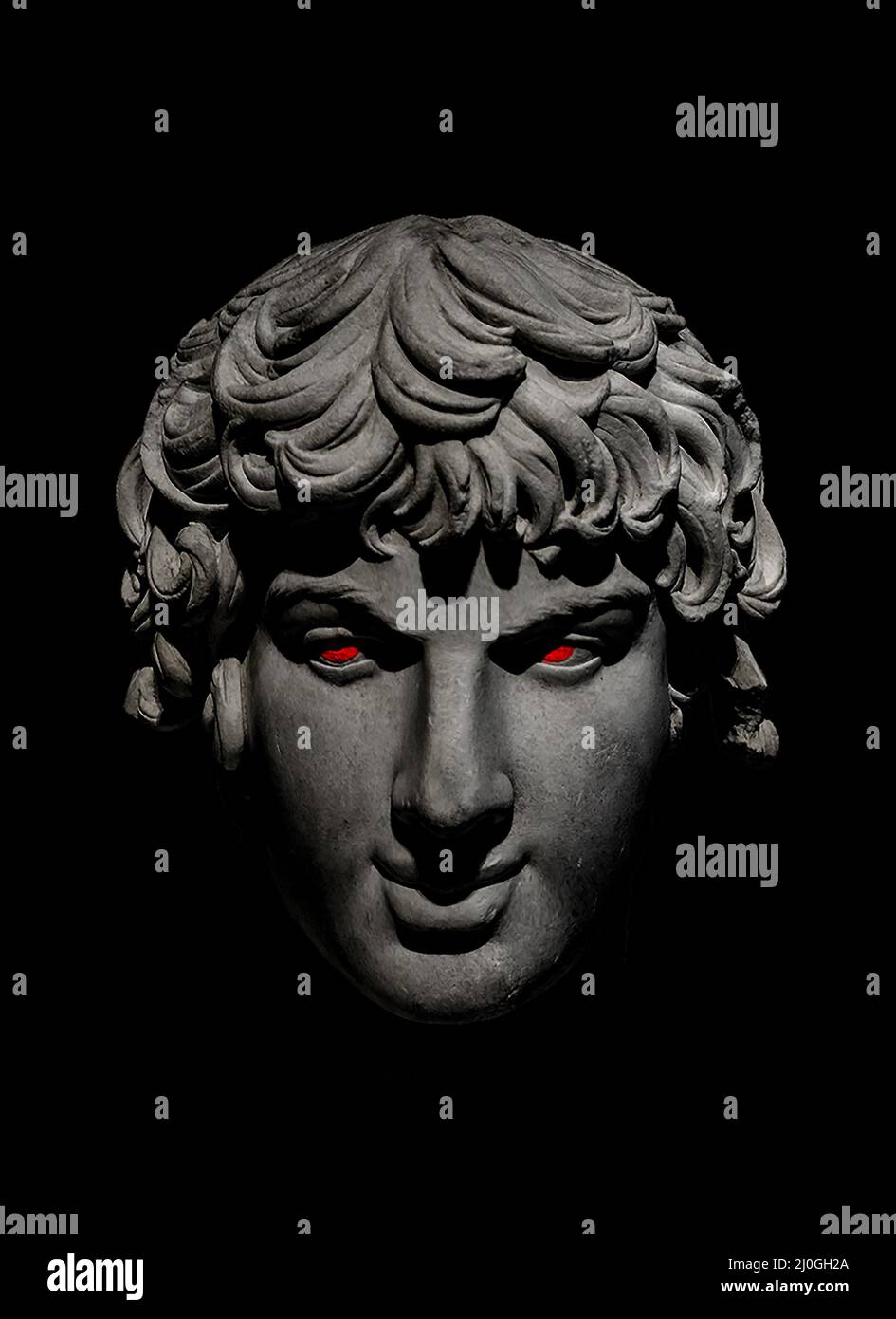 Evil Eyes Greek Bust Head Over Black Stock Photo - Alamy