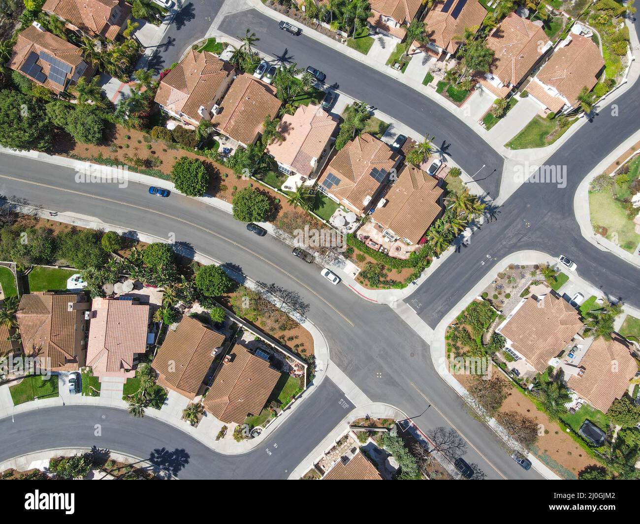 Aerial view of middle class big villas in Carlsbad valley Stock Photo ...