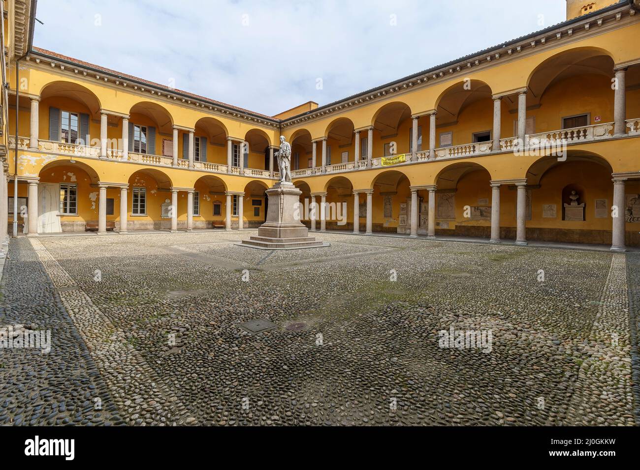 Pavia, Italy - March 12, 2022: street view inside the cloister of Pavia ...