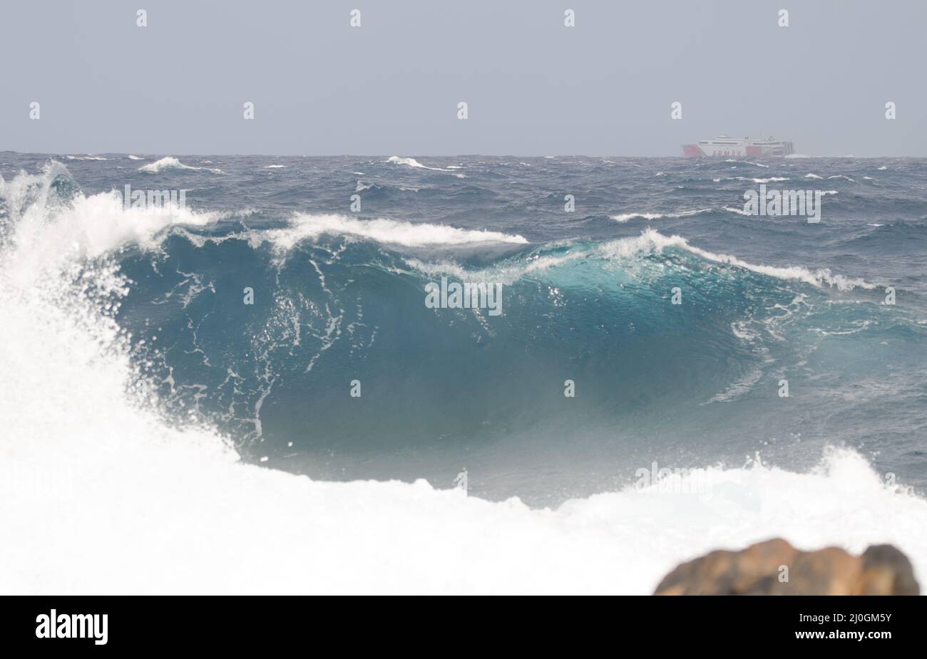 Atlantic Ocean, February 27, 2022: Passenger ship sailing. El Confital ...