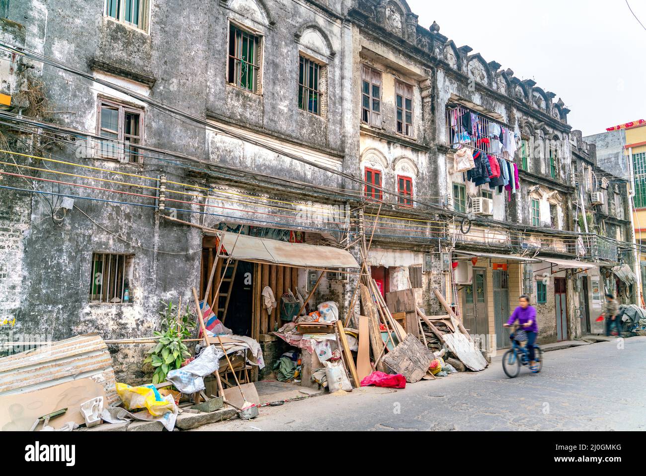 Sanya, Hainan/China-08.04.2020:The rural street view of old traditional ...