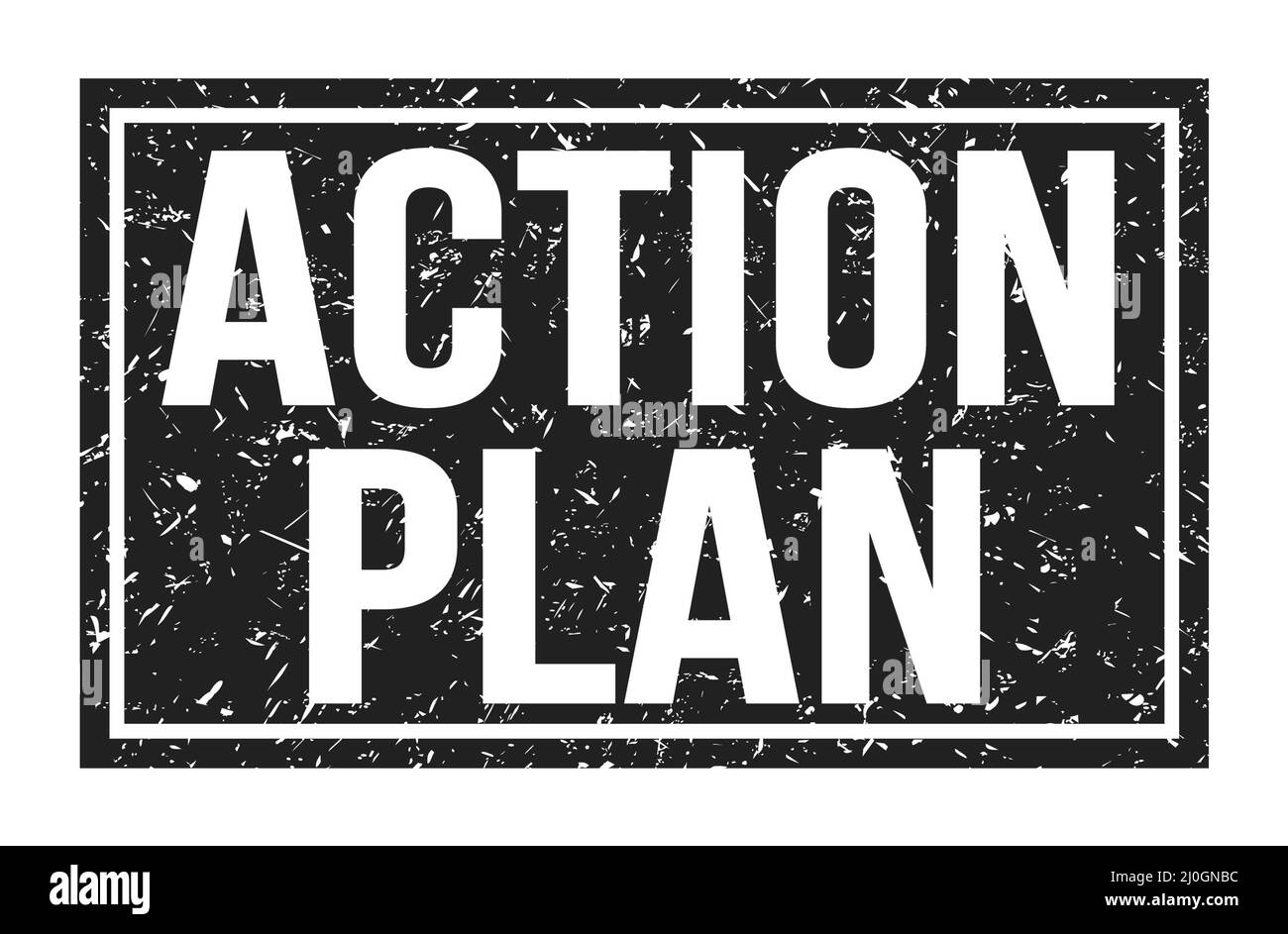 ACTION PLAN, words written on black rectangle stamp sign Stock Photo ...