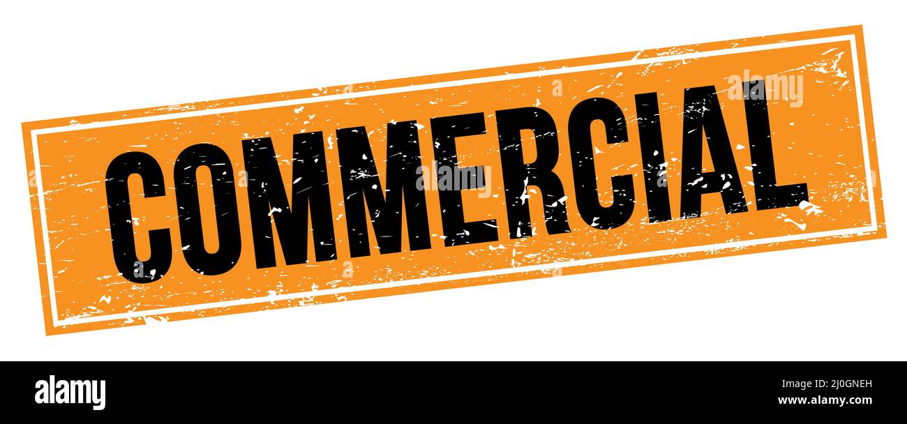 COMMERCIAL text on black orange grungy rectangle stamp sign Stock Photo ...