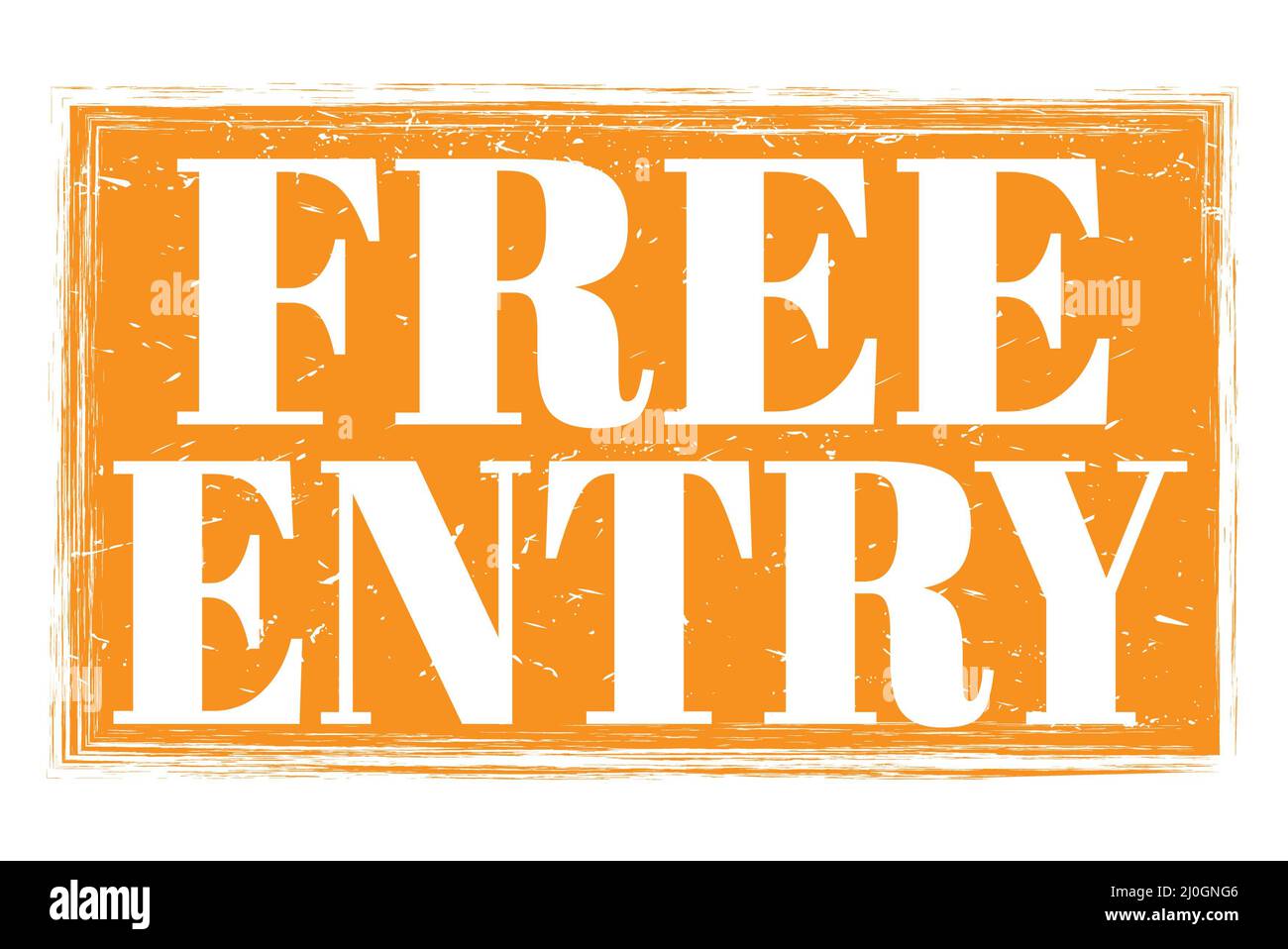 FREE ENTRY, words written on orange grungy stamp sign Stock Photo - Alamy