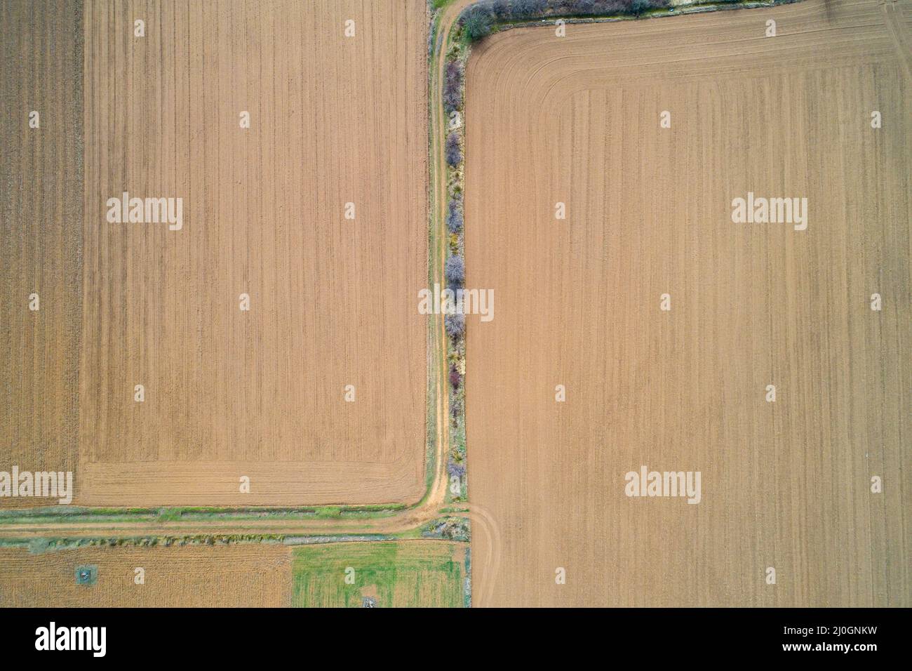 Aerial view of agricultural fields. Aerial top view photo from flying ...