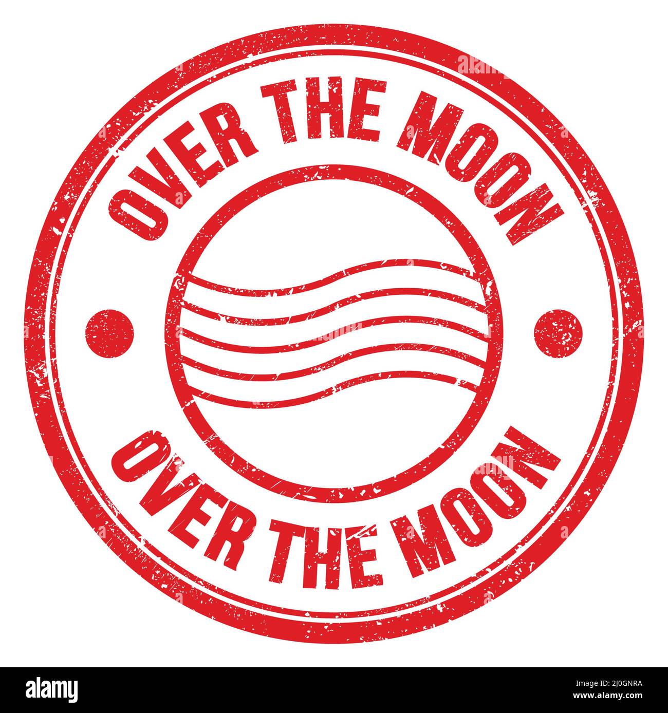 OVER THE MOON word written on red round postal stamp sign Stock Photo ...