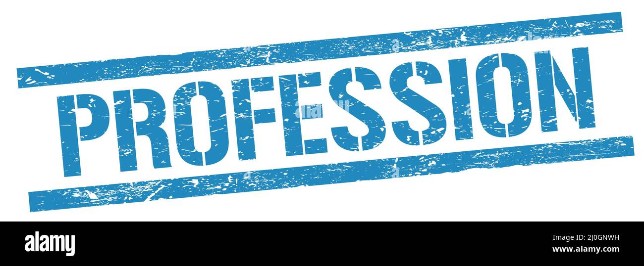 PROFESSION text on blue grungy rectangle stamp sign Stock Photo - Alamy