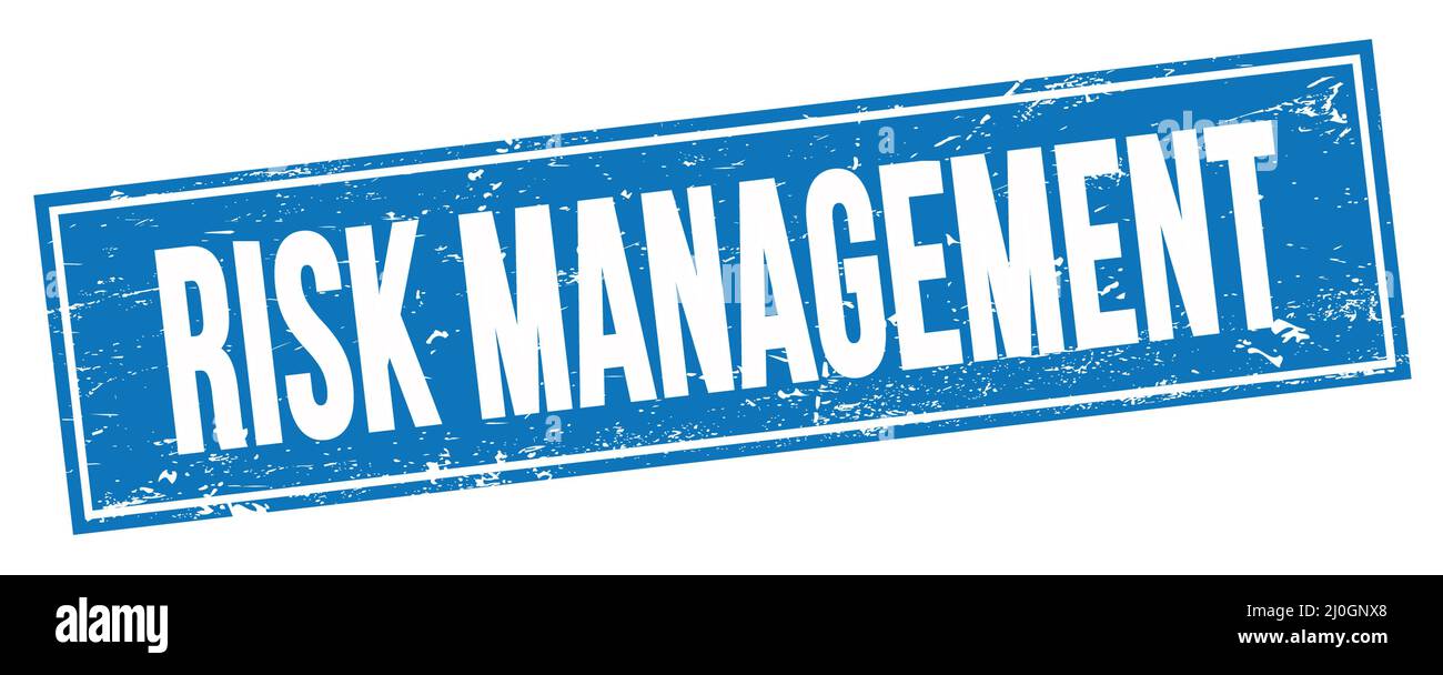 RISK MANAGEMENT text on blue grungy rectangle stamp sign Stock Photo ...