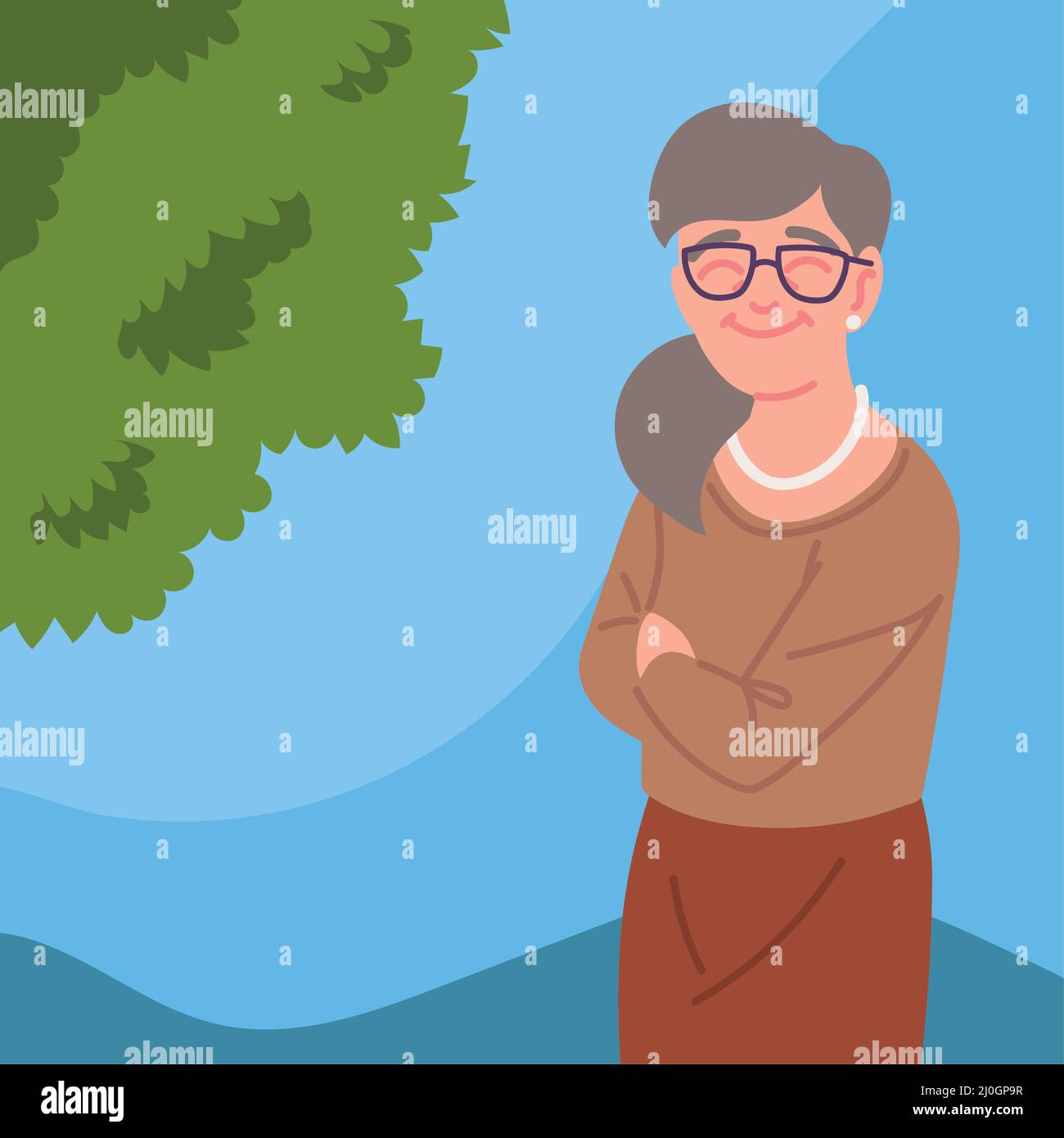 Woman smiling in street Stock Vector Images - Alamy