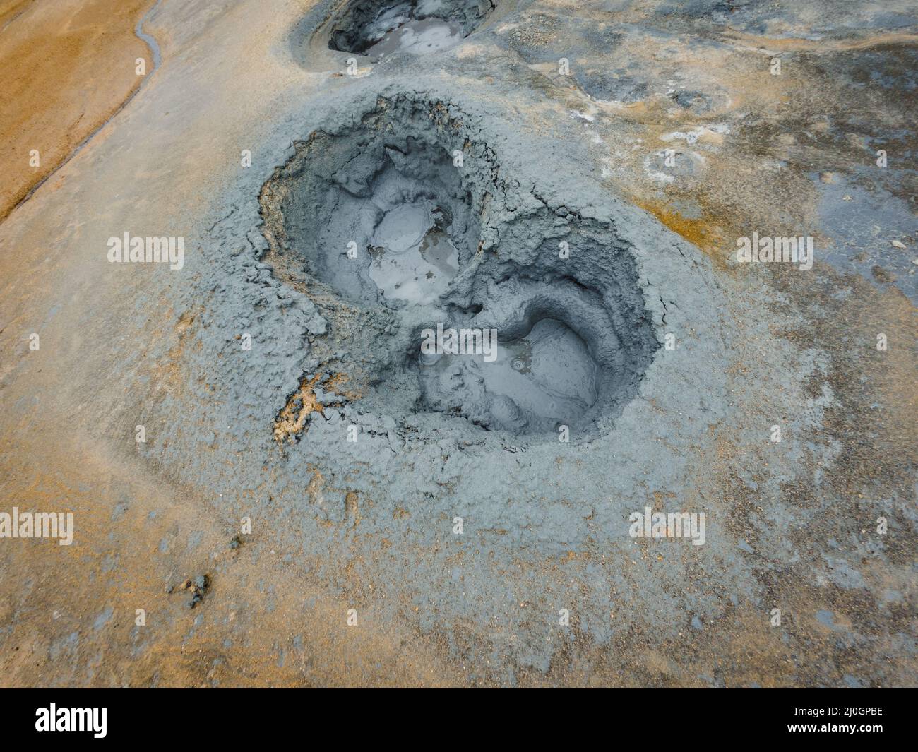 Hverir mud hot springs in Myvatn lake top view Stock Photo - Alamy