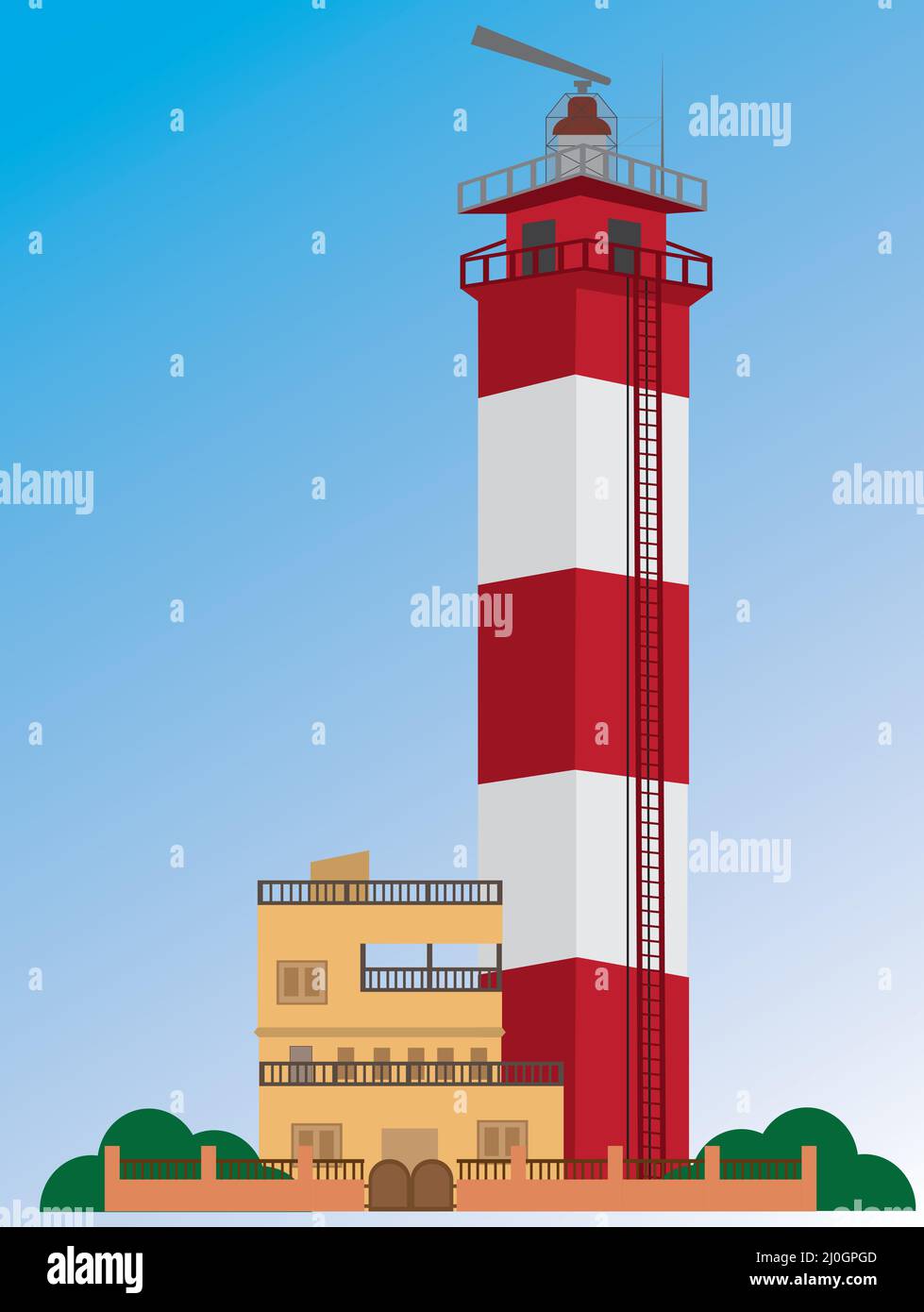 Red lighthouse on beach Stock Vector Images - Alamy