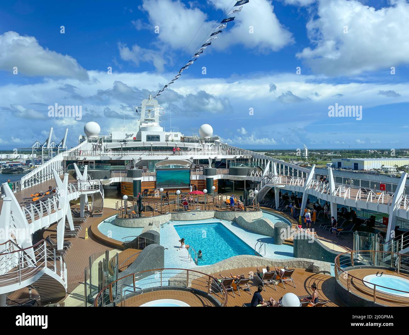 Orlando, FL USA - October 10, 2021: The main swimming pool area on the ...