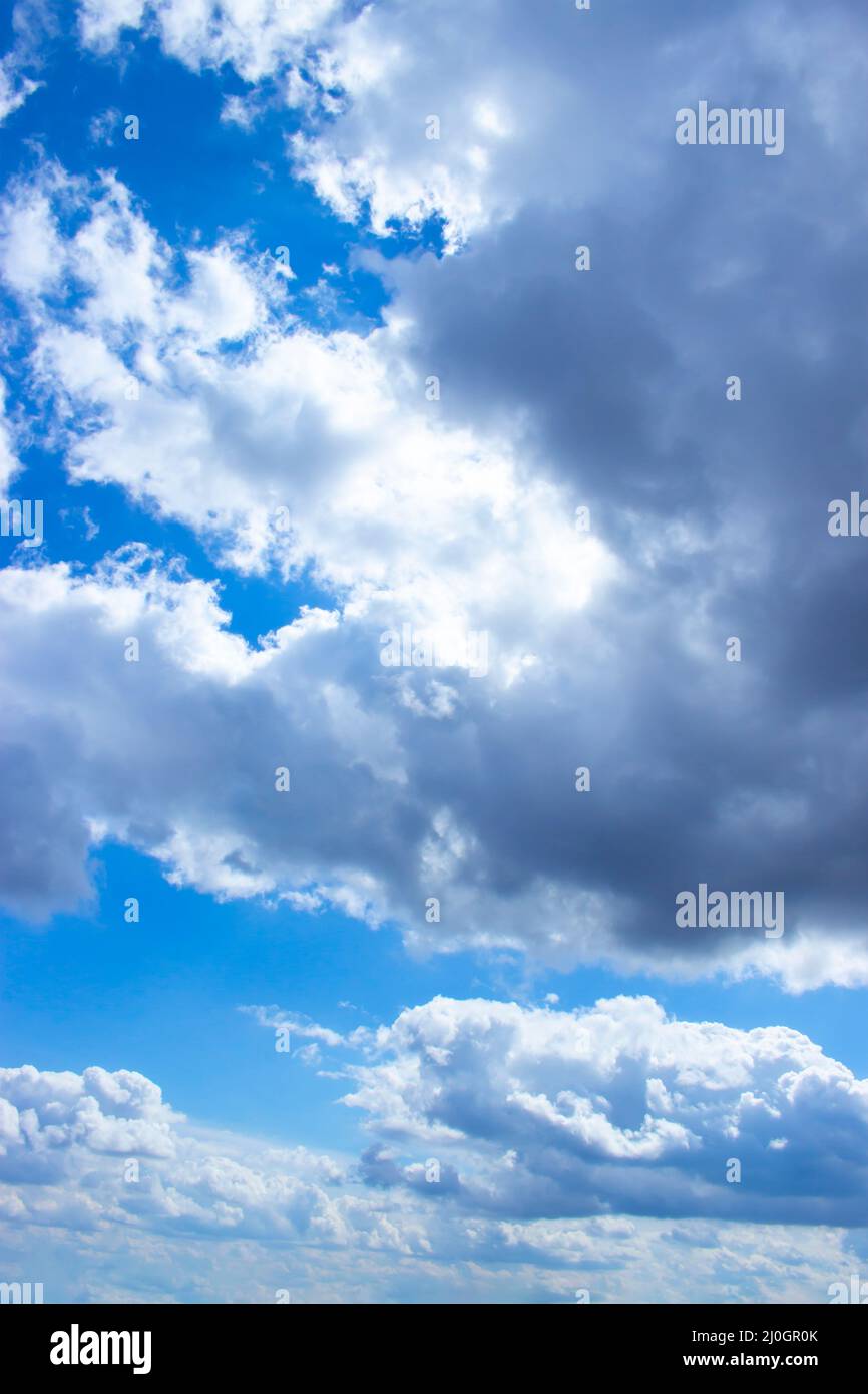 Blue sky with cirrus clouds vertical photography , cloudscape natural ...