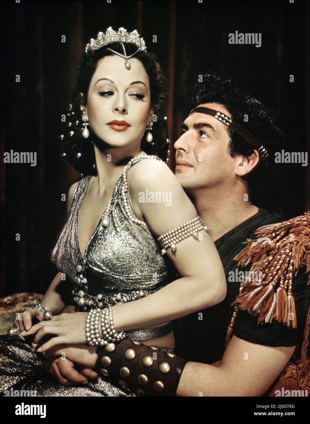 HEDY LAMARR and VICTOR MATURE in SAMSON AND DELILAH (1949), directed by CECIL B DEMILLE. Credit ...