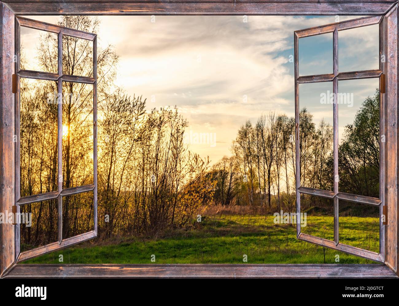 Open window overlooking a rural landscape in summer Stock Photo - Alamy
