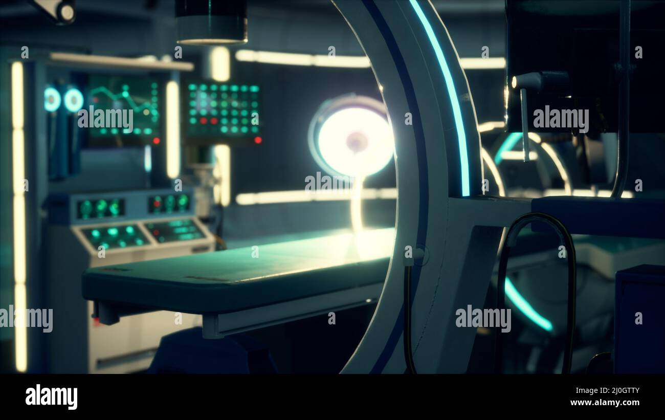 Futuristic sci fi MRI Scanner medical equipments in hospital Stock ...
