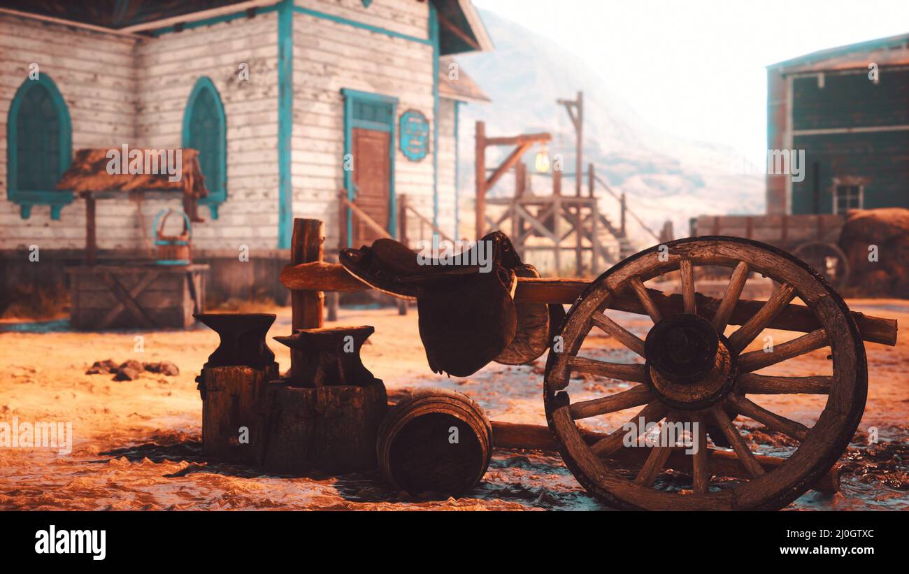 Old American wild western style town Stock Photo - Alamy