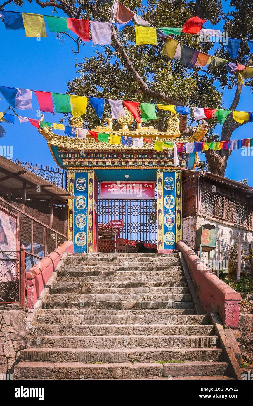 Beautifully decorated gate to a monastery in Nepal Stock Photo - Alamy