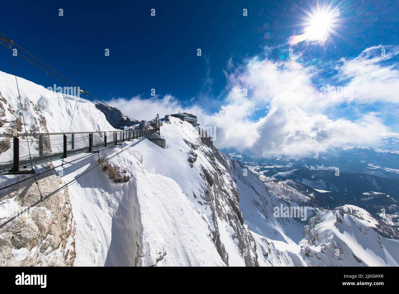 Austrias highest suspension bridge in the austrian Alps. Skywalk on ...