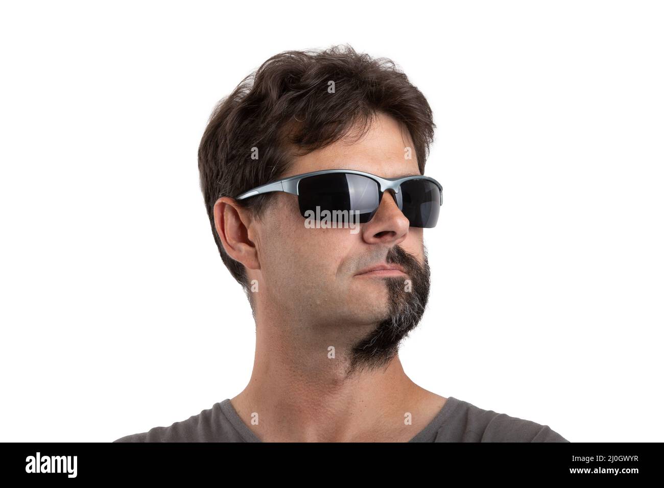 Portrait of man with half shaved face Stock Photo - Alamy