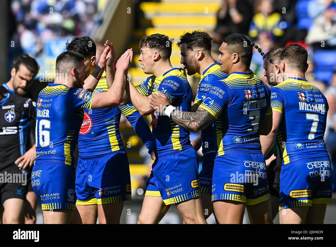 Matty Ashton #5 of Warrington Wolves celebrates his try Stock Photo - Alamy