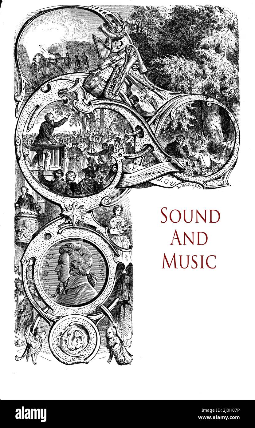 Beautiful typographic front chapter image about sound and music with a ...
