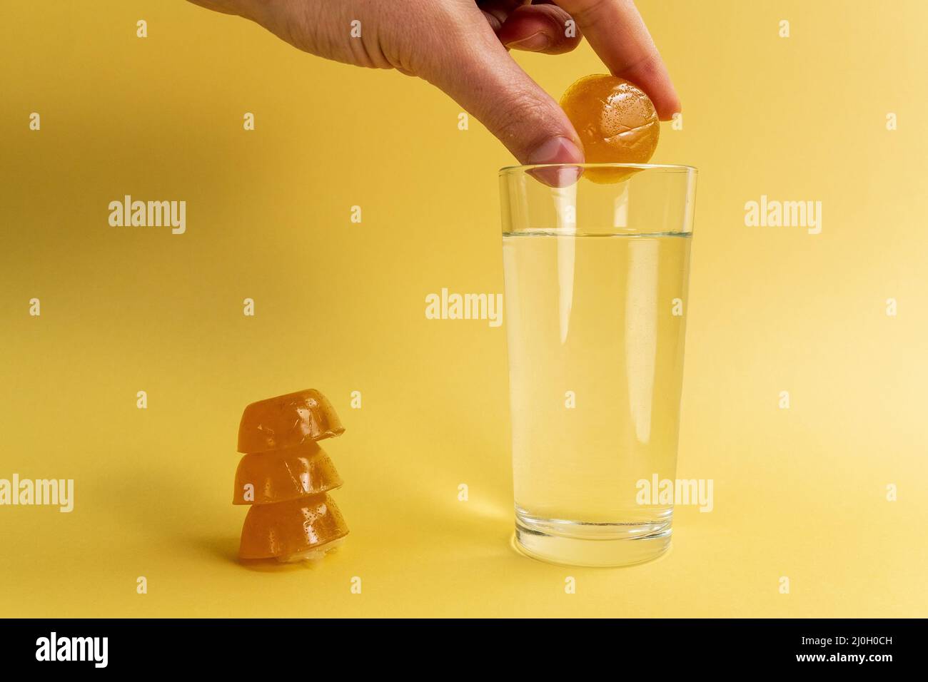 Dissolvable drinks dissolving cubes to add superfoods. On a ...