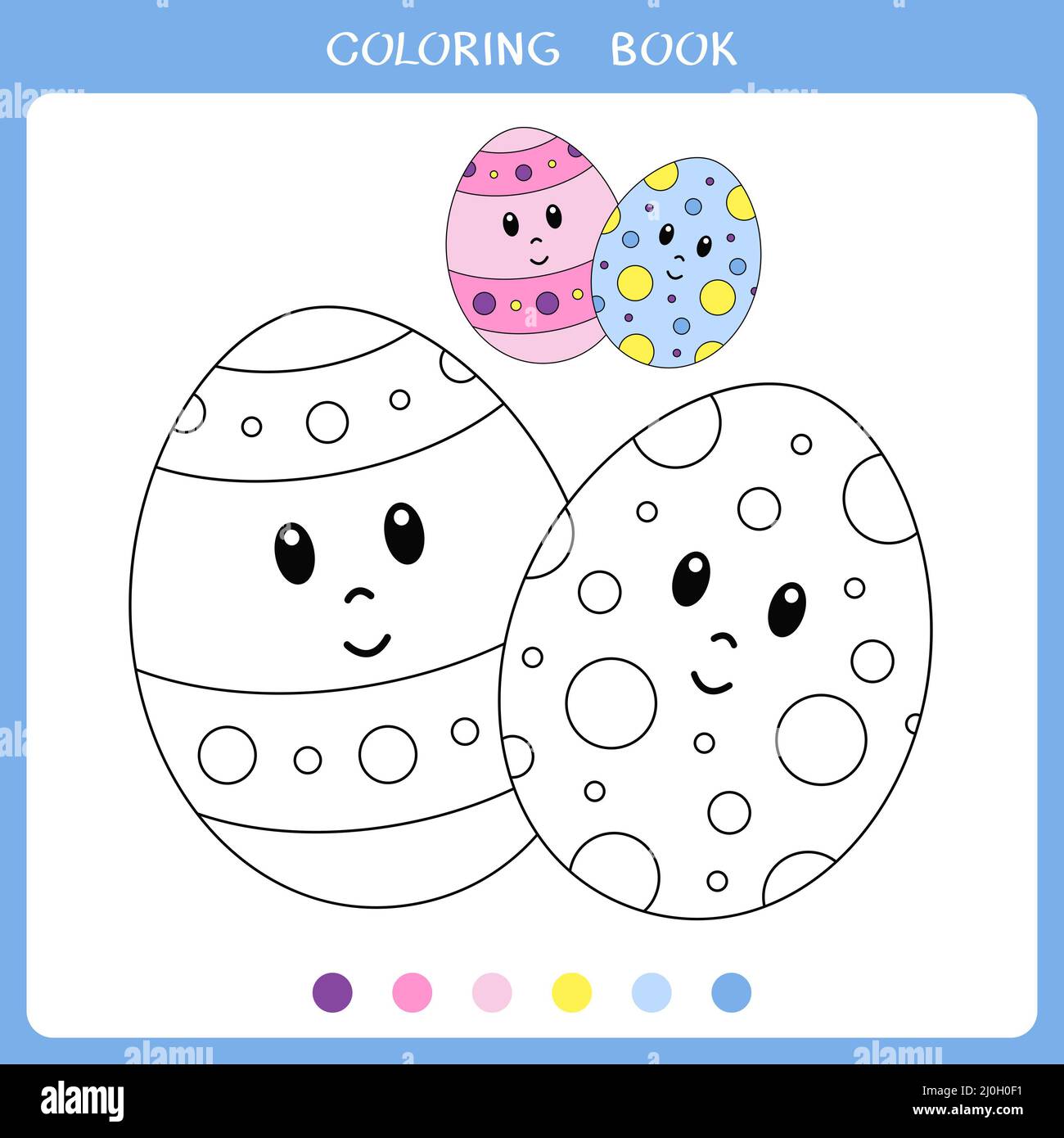 Cute Easter eggs for coloring book Stock Photo - Alamy