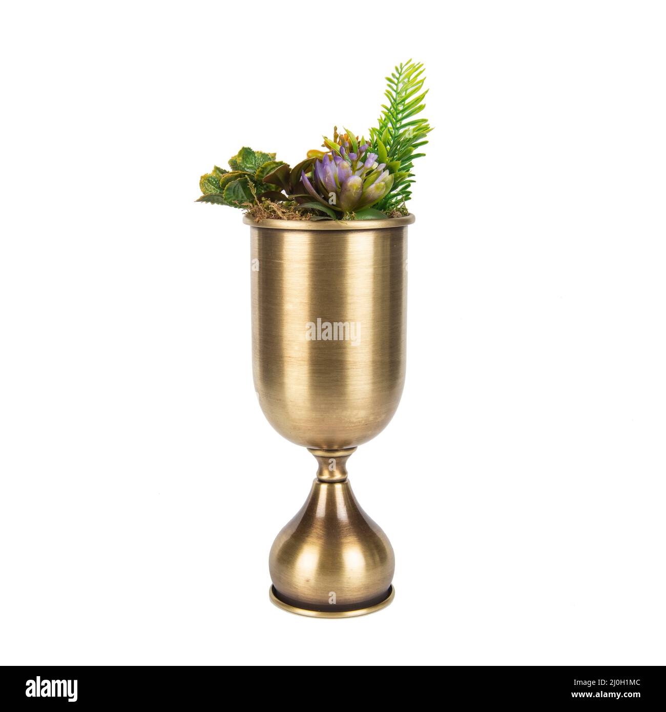 metal flower pots decorative objects for home on white background ...